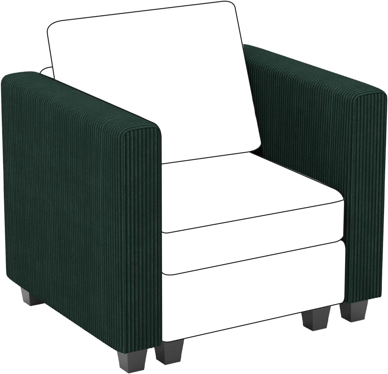 Corduroy Ottoman Modular Sectional Couch Module Parts Convertible ...