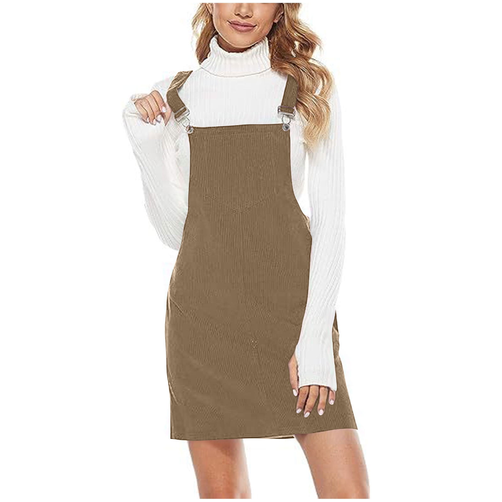 Corduroy Overall Bib Dress A-line Corduroy Pinafore Short Dresses ...