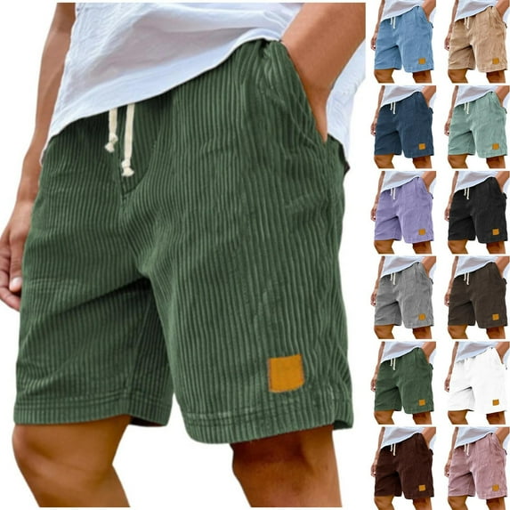 Corduroy Pajamas Shorts for Men Casual Elastic Waist Drawstring Shorts ...