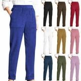 Corduroy Pants for Women Elastic Waisted Straight Leg Pants Solid Comfy ...