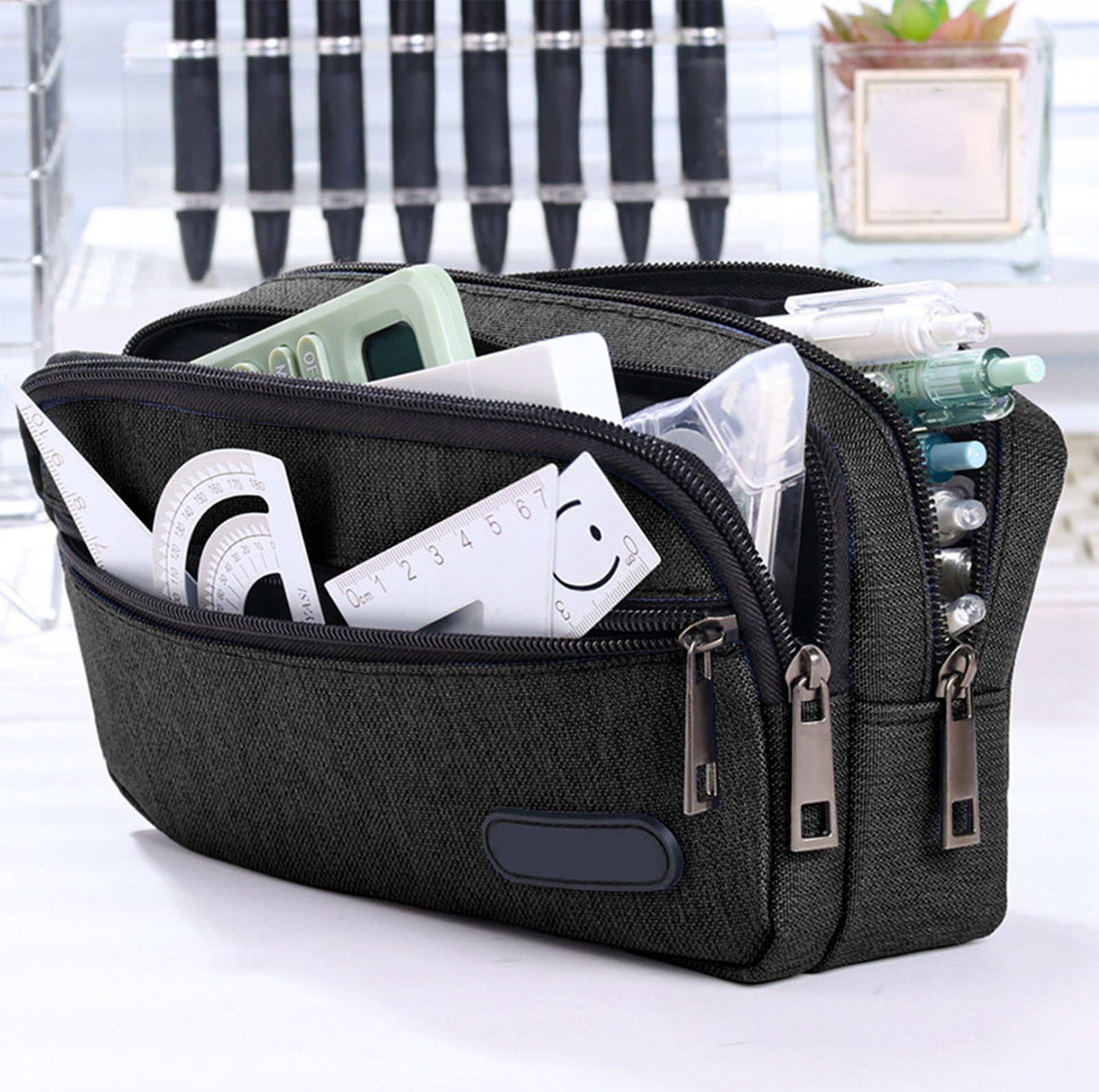 Corduroy Pencil Case with Multi-Layer Storage, Spacious and Compact Pen ...