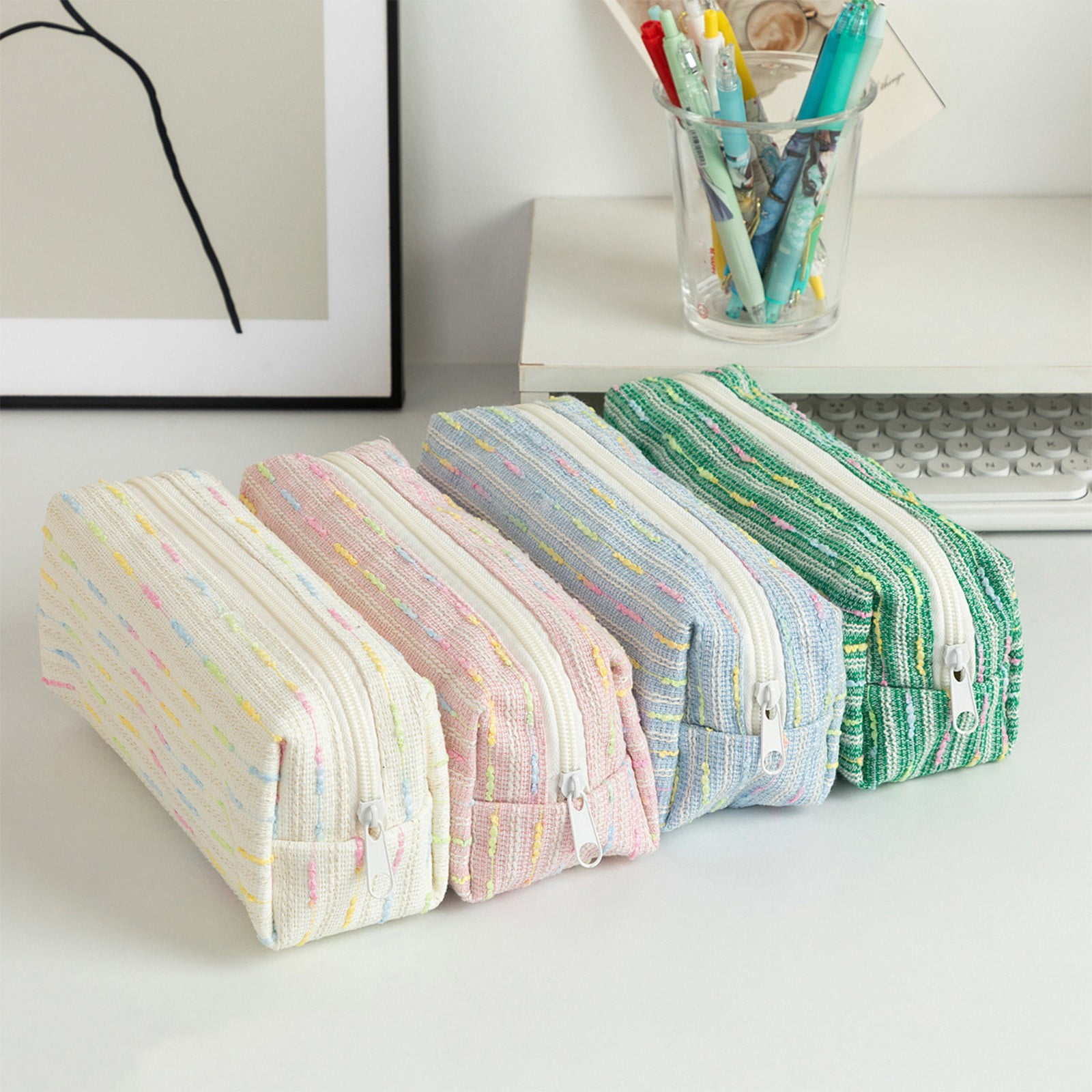 Corduroy Pencil Case Organizer | Vintage Textured Polyester Stationery ...