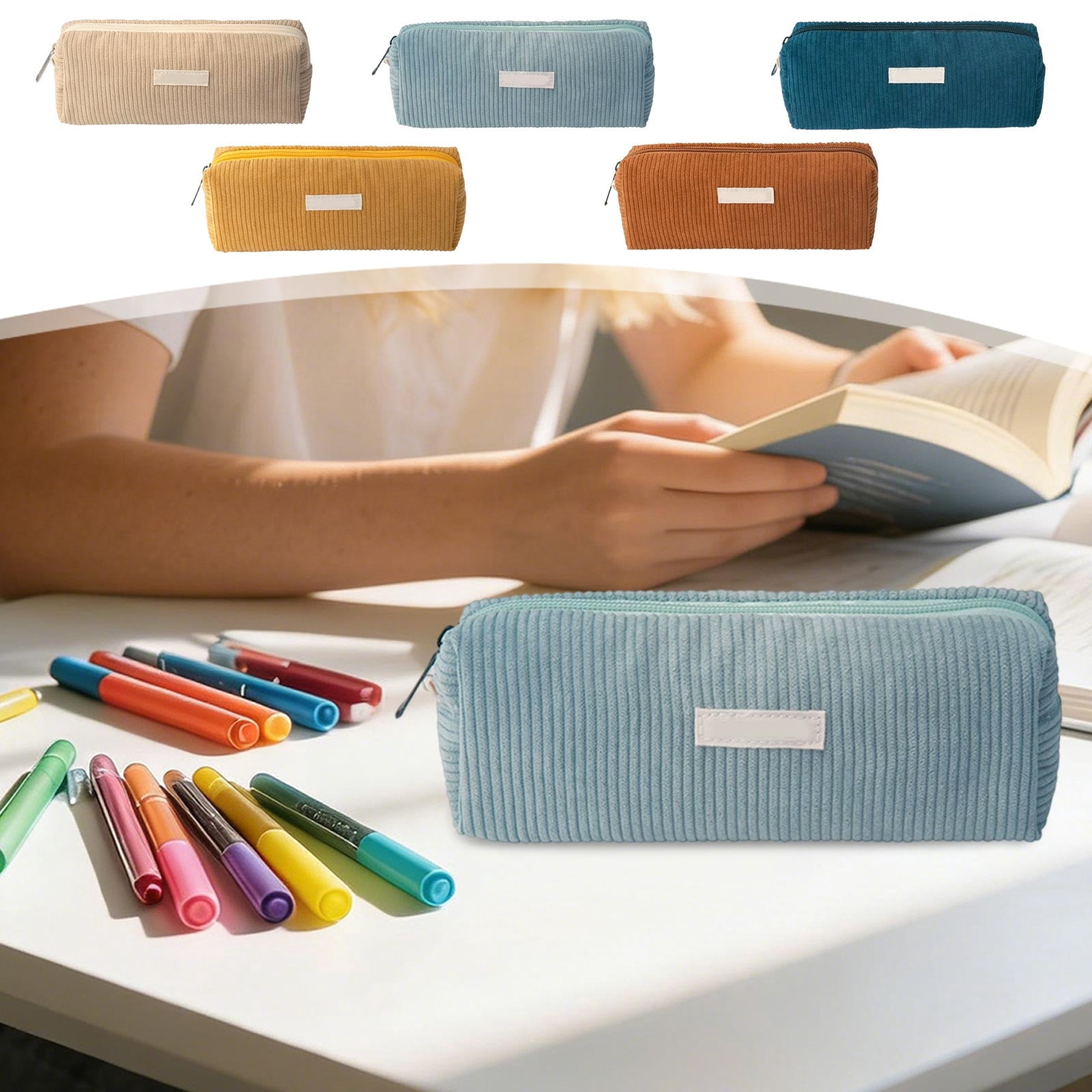 Corduroy Pencil Case, Soft Flock Fabric, Minimalist Stationery ...