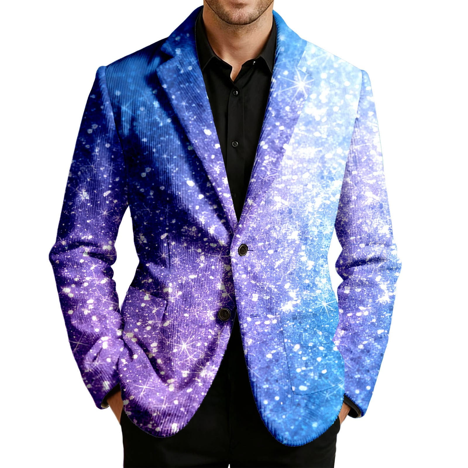 Corduroy Print Casual Jacket, Floral Pattern Slim Fit One Button Blazer ...