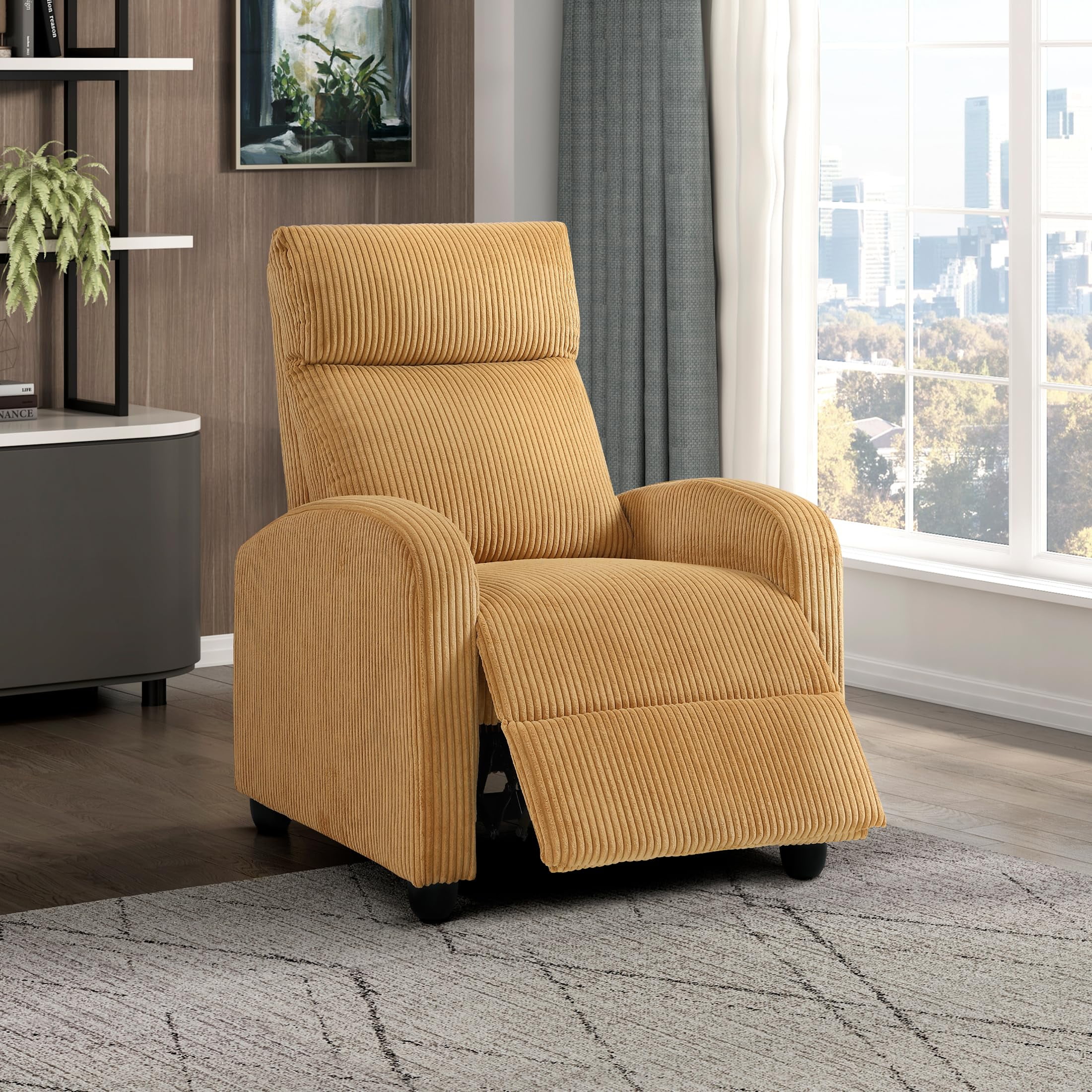 Corduroy Pushback Recliner Chair Armchair Push Back Recliner, Solid ...