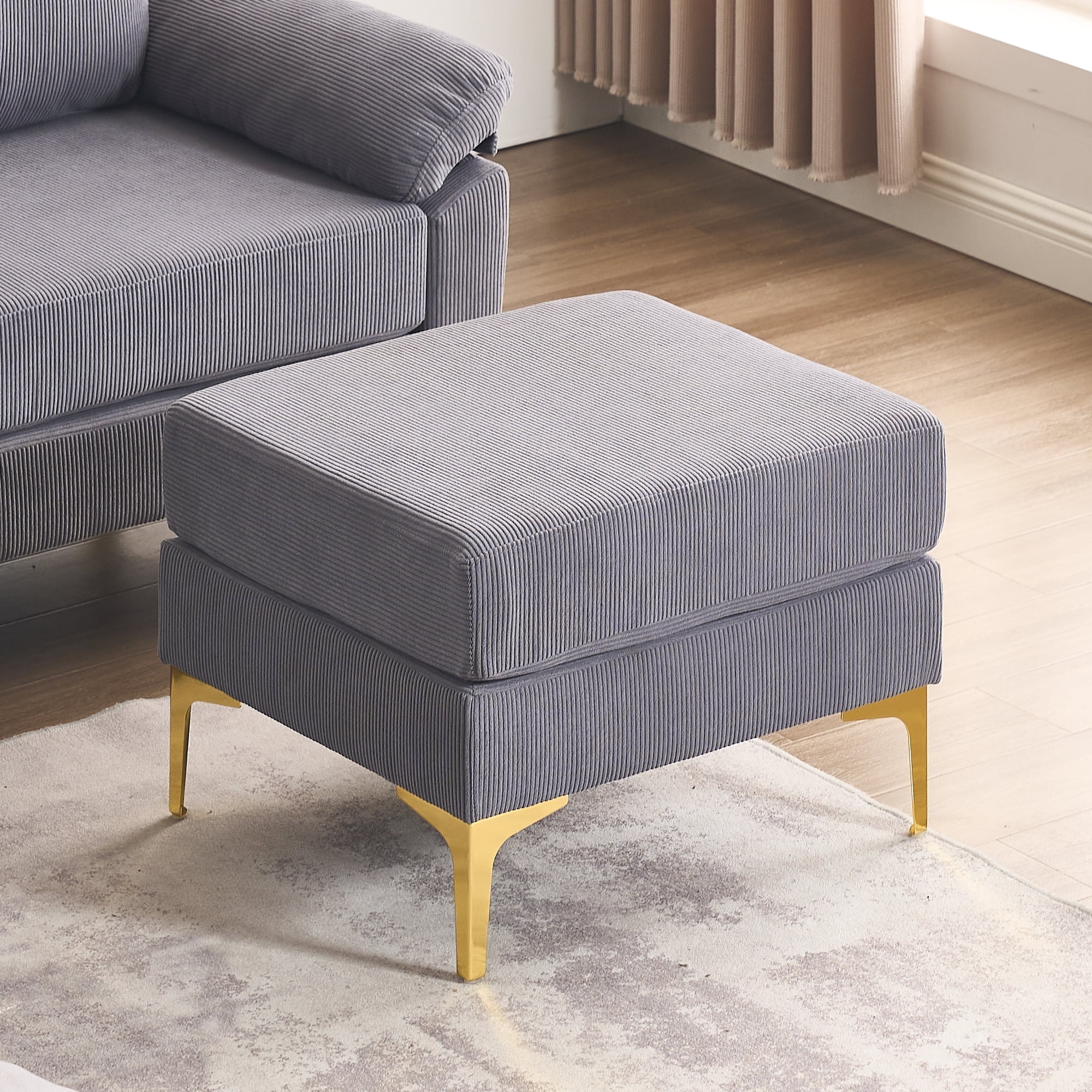 Corduroy Sectional Sofa Couch Ottoman Foot Rest for Living Room ...