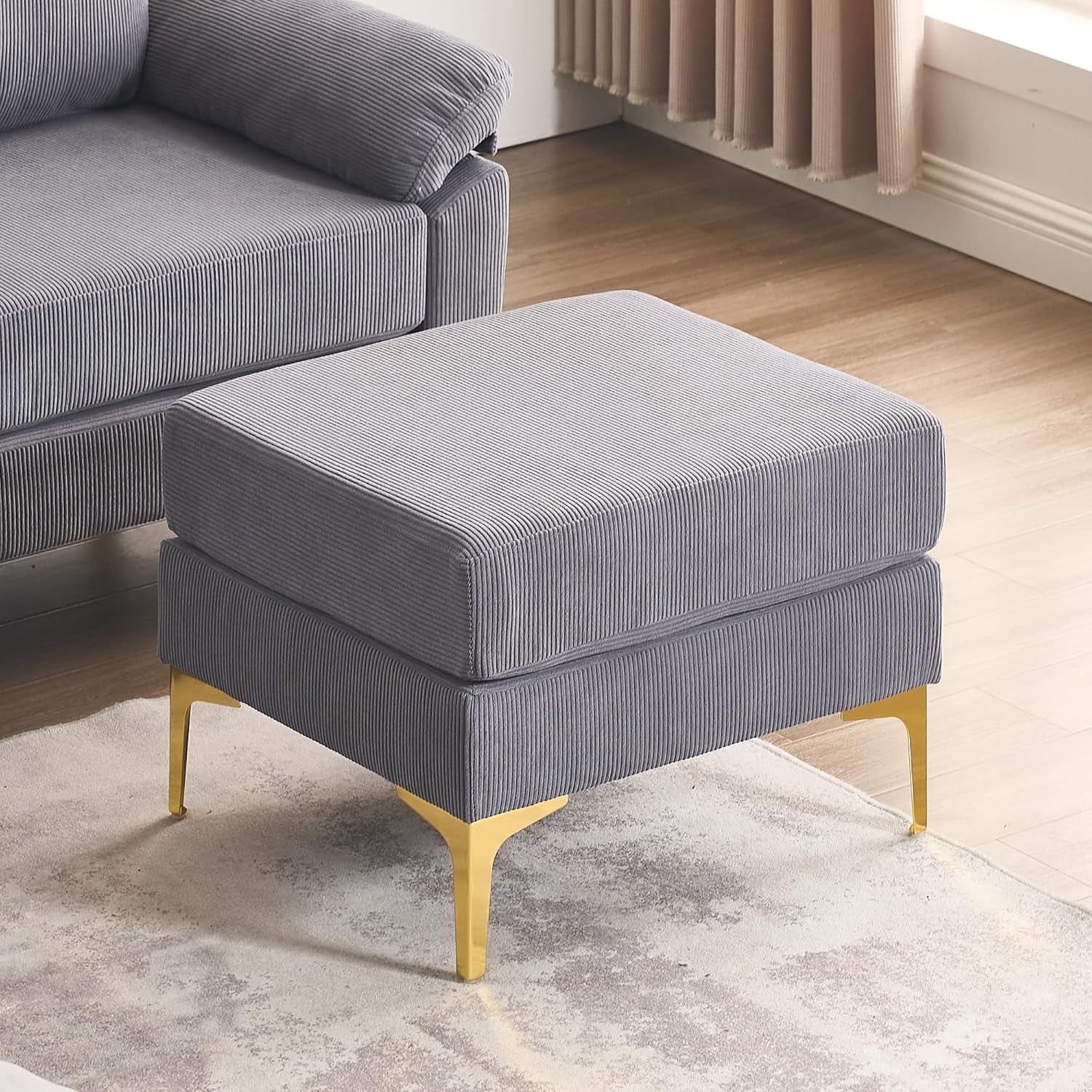 Corduroy Sectional Sofa Couch Ottoman Foot Rest for Living Room ...