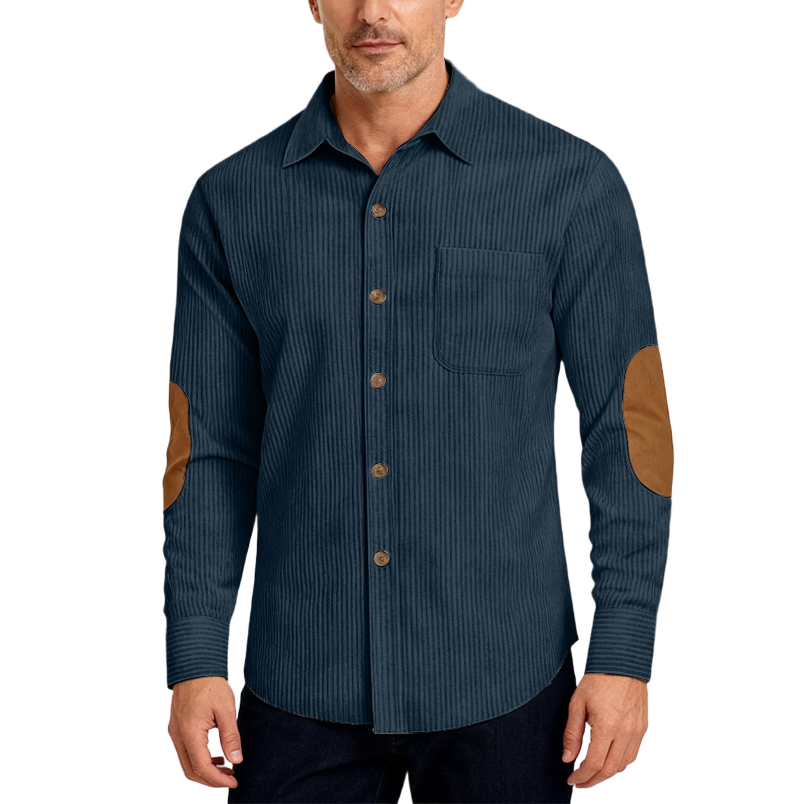 Corduroy Shirt Men Casual Long Sleeve Button Down Shirt Spring ...