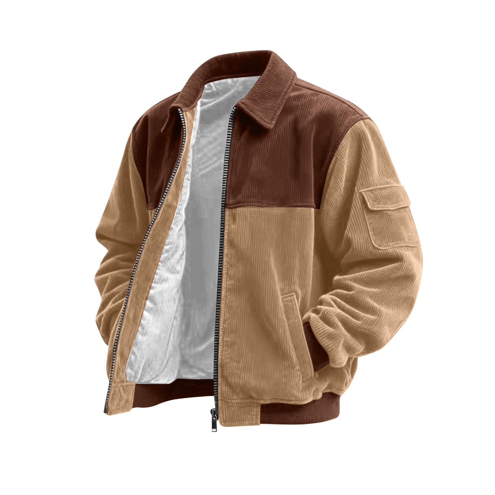 Corduroy Shirt Men Casual Zip Up Flannel Shirt Shackets Long Sleeve ...