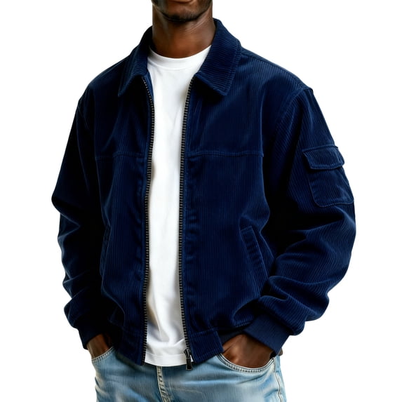 Corduroy Shirt Men Casual Zip Up Flannel Shirt Shackets Long Sleeve ...
