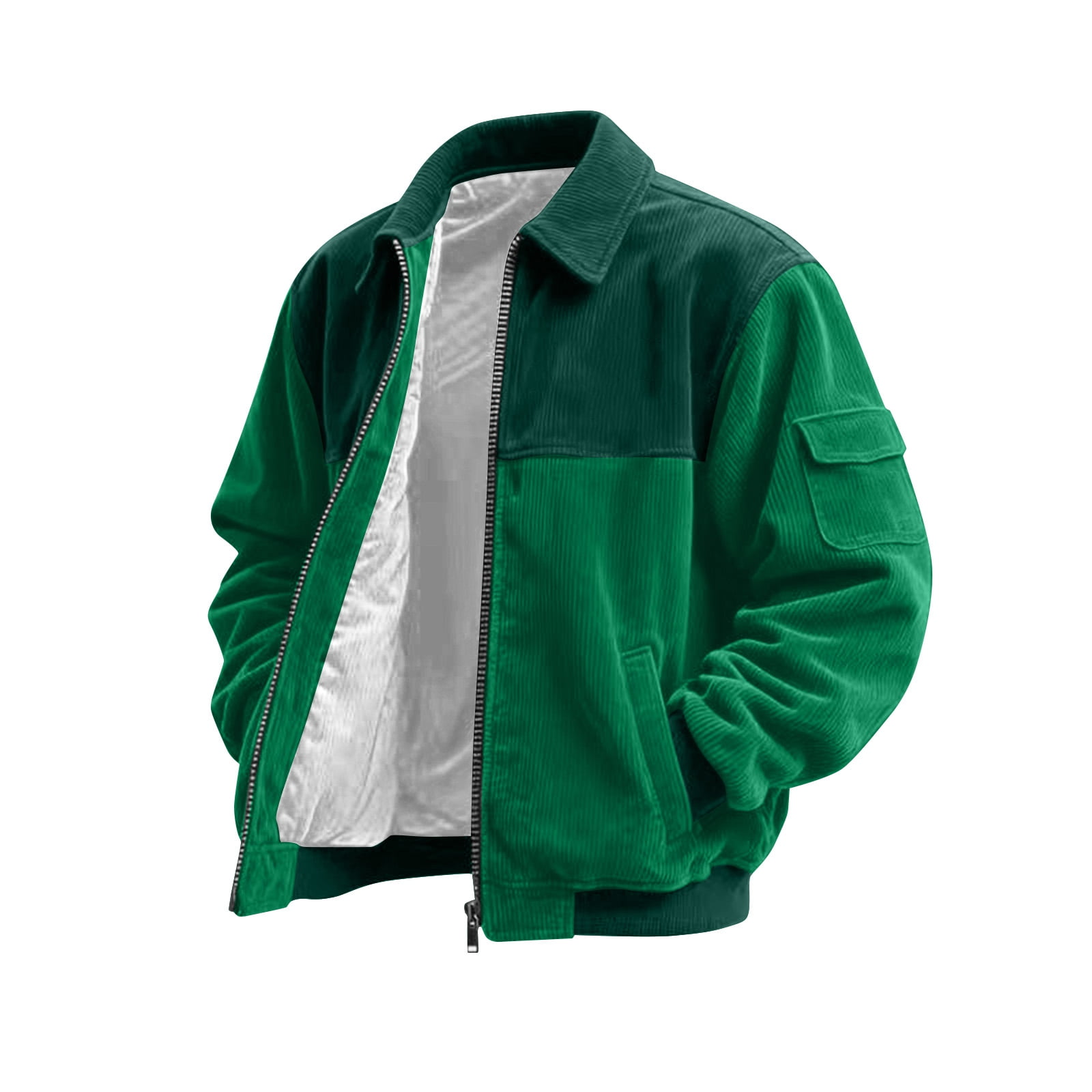 Corduroy Shirt Men Casual Zip Up Flannel Shirt Shackets Long Sleeve Collared Vintage Jackets ...