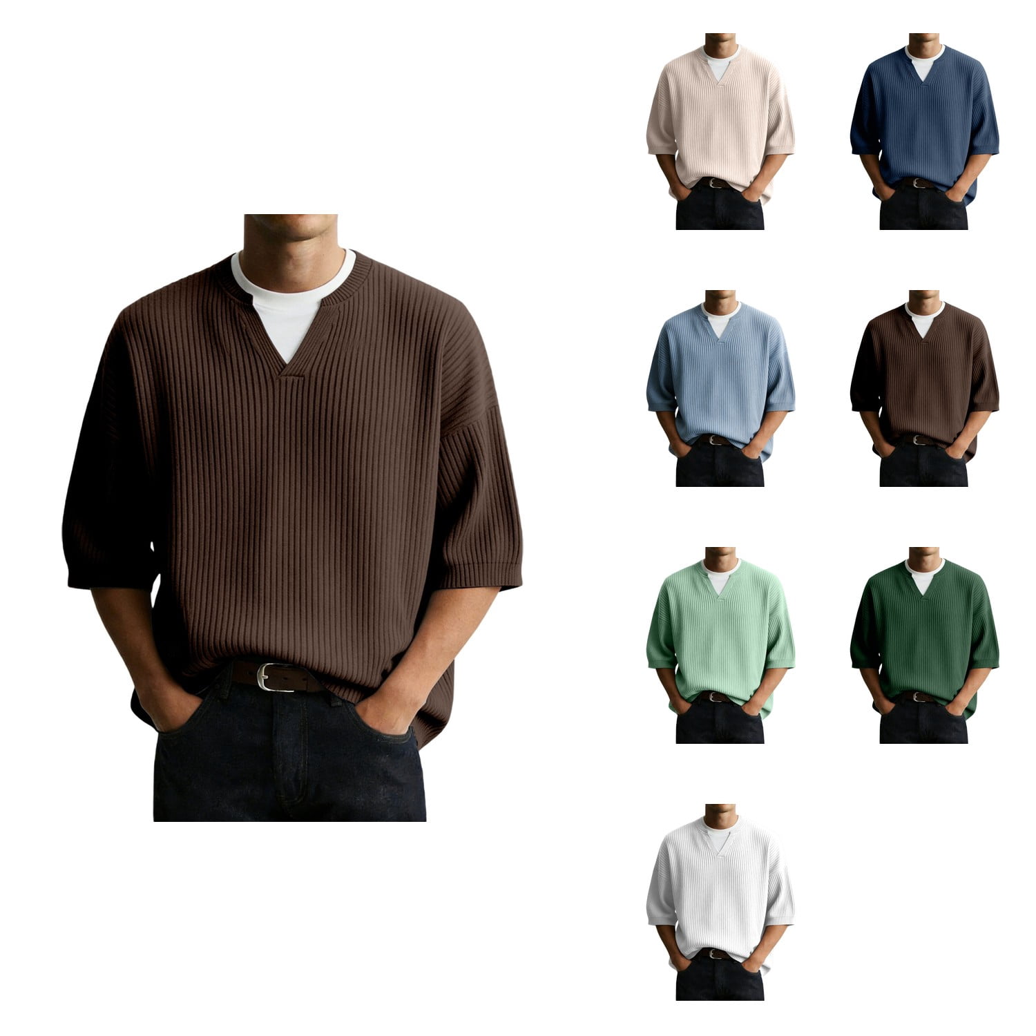 Corduroy Short Sleeve Shirt Casual Crew Neck Top With Contrast Collar ...