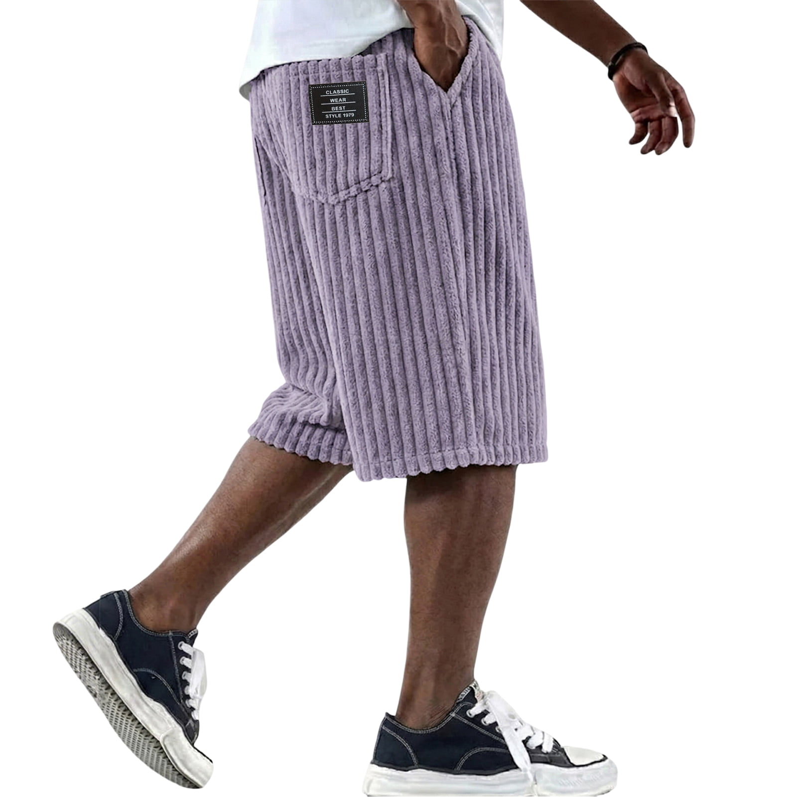 Corduroy Shorts for Men Lightweight Baggy Work Resort Short Pant with ...