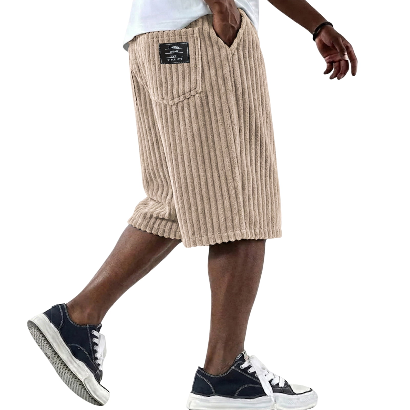 Corduroy Shorts for Men Lightweight Baggy Work Resort Short Pant with ...