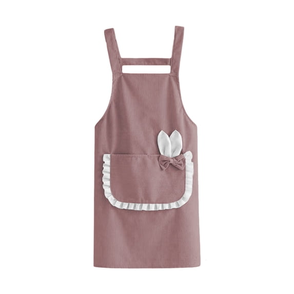 Corduroy Sleeveless Apron with Pocket and Cute Rabbit Ear Bow ...