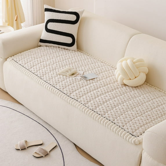 Corduroy Sofa Cushion, Winter Plush Seat Pad, Sofa Protection & Warmth ...