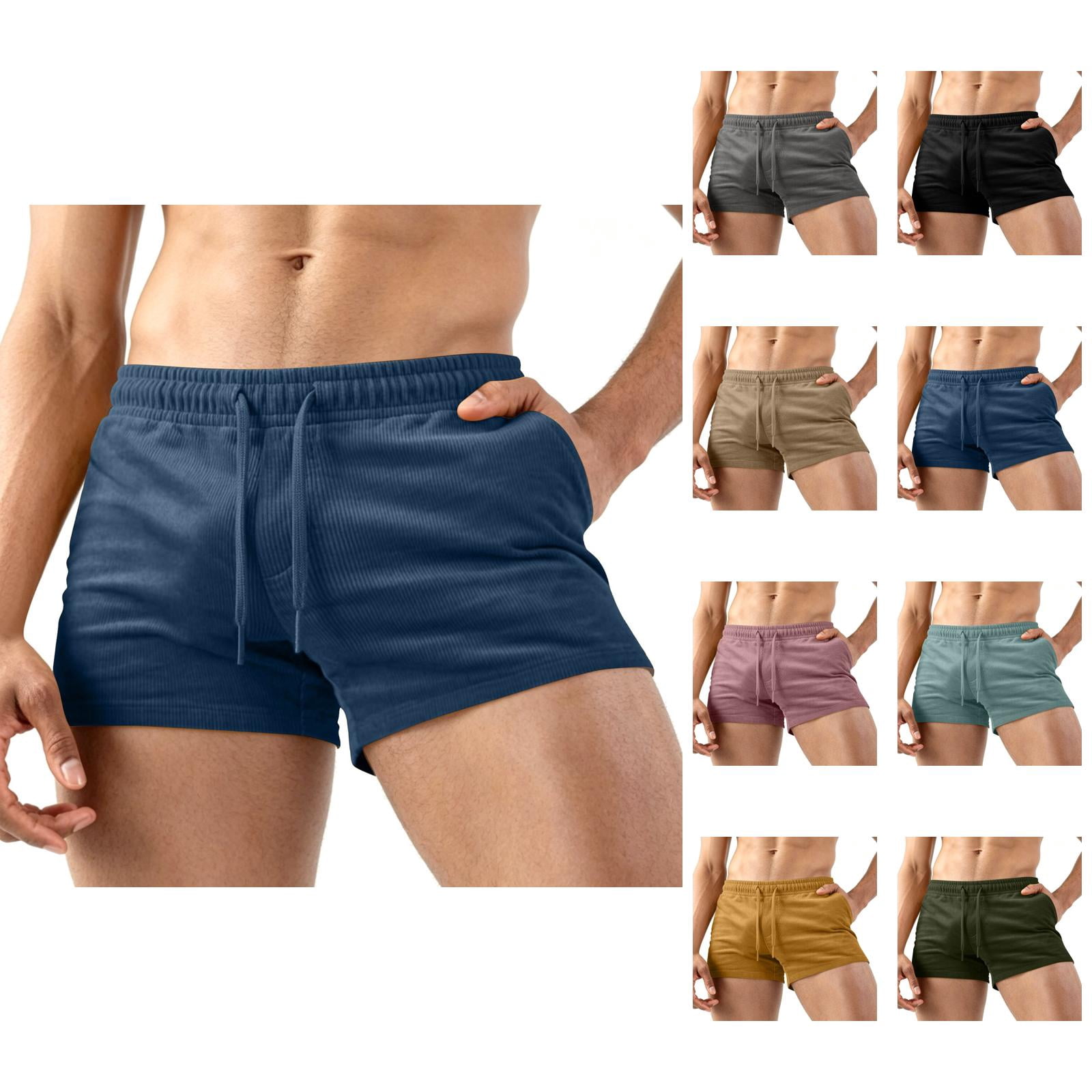 Corduroy Split Side Shorts With Elastic Waist For Casual Fitness Home ...