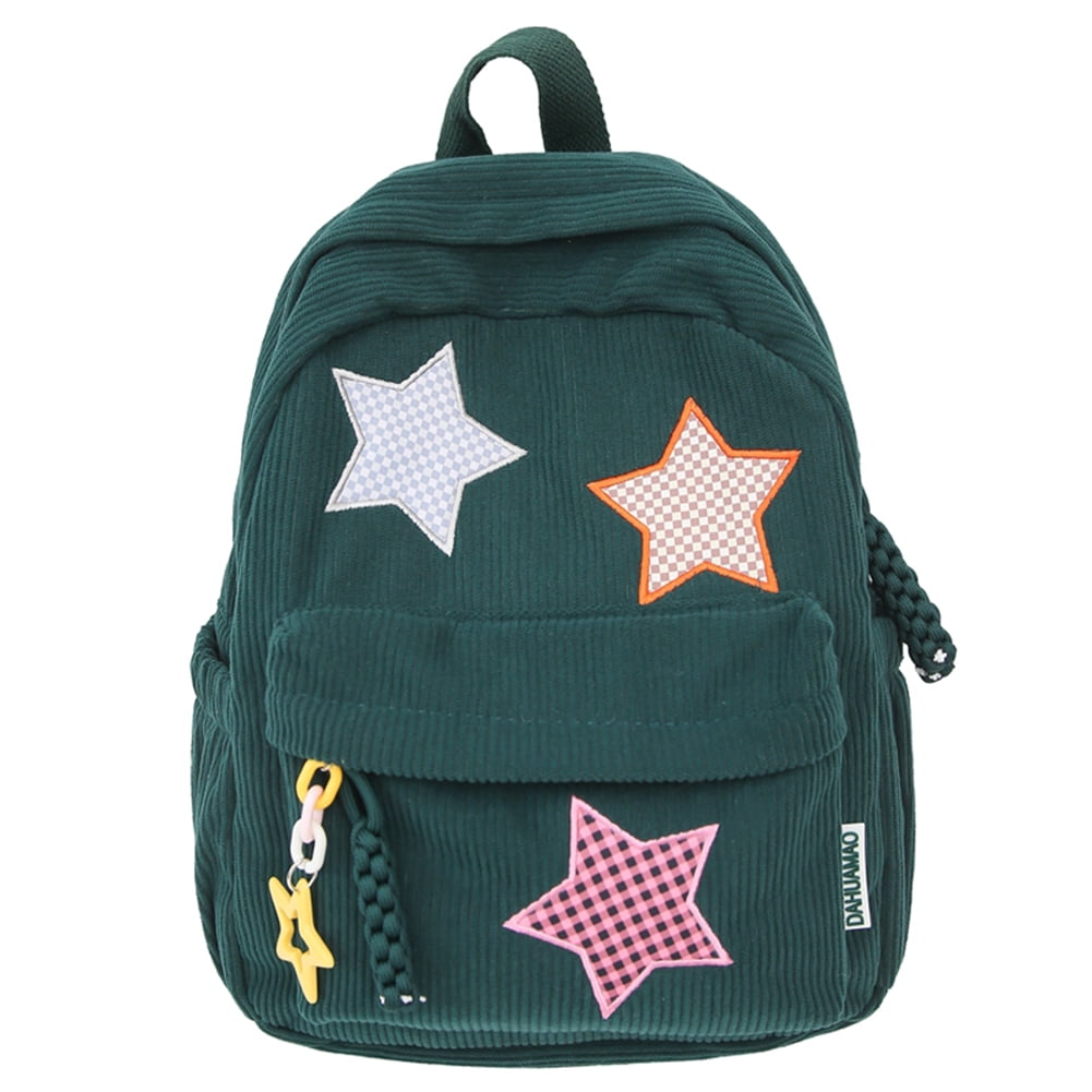 Corduroy Star Backpack Large Capacity for Women Daypack for Campus ...
