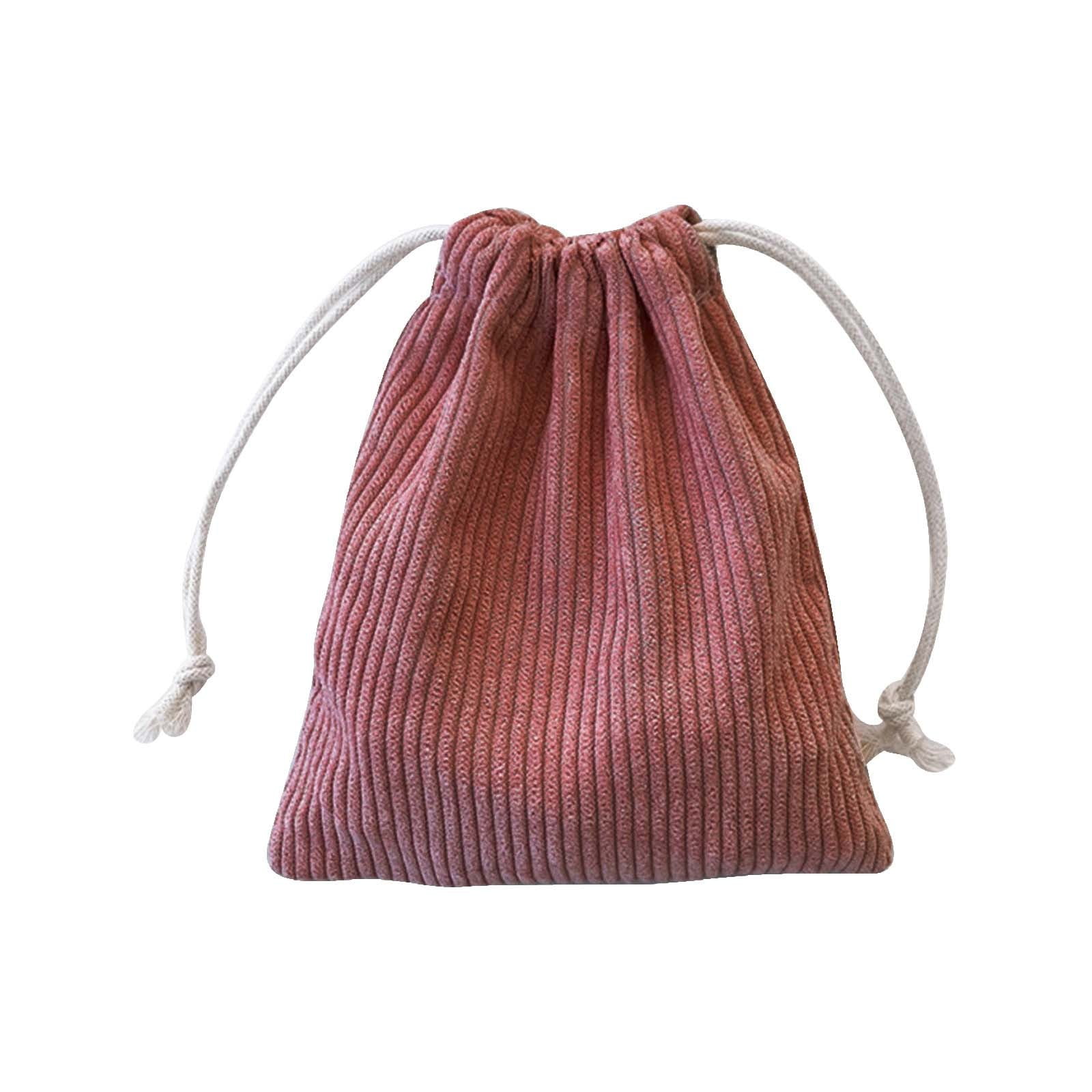 Corduroy Storage Bag with Drawstring Strap Pocket, Large Capacity ...