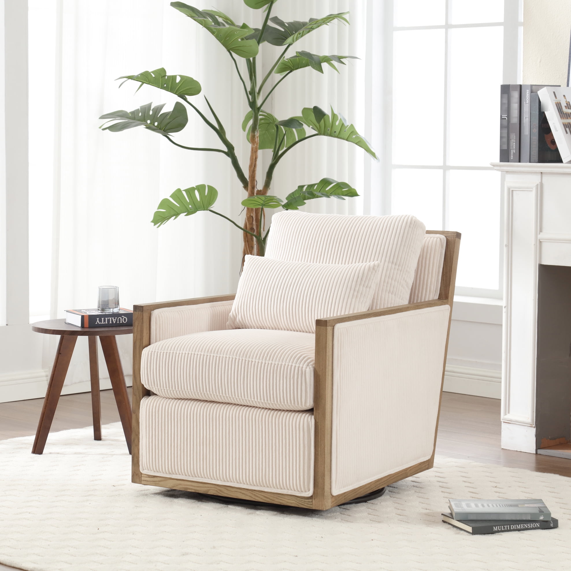 Corduroy Swivel Armchair, 360 Degree For Easy Movement. Comfy Foam ...