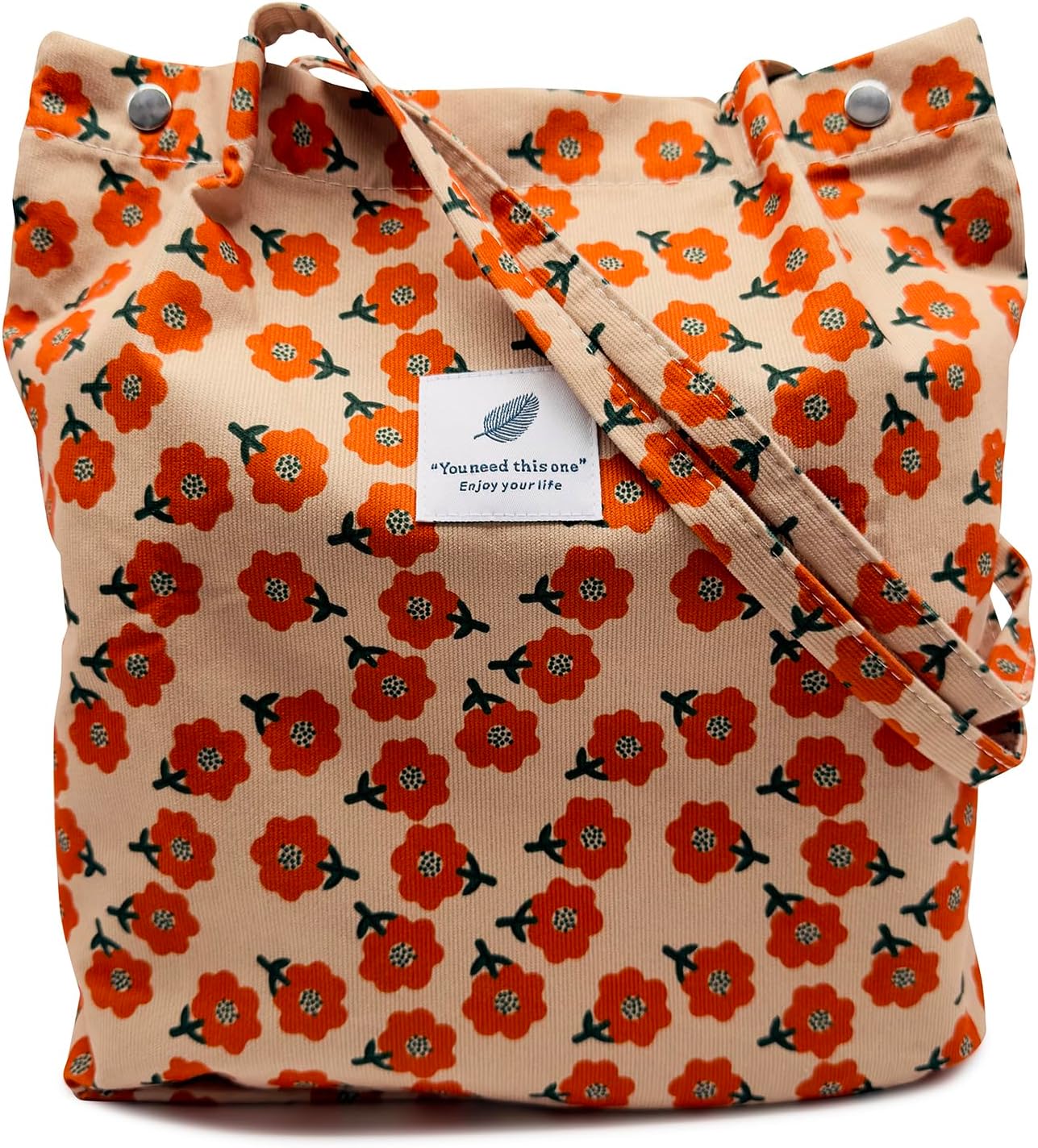 Corduroy Tote Bag for Women Cute Totes Bag with Inner Pocket for Work ...