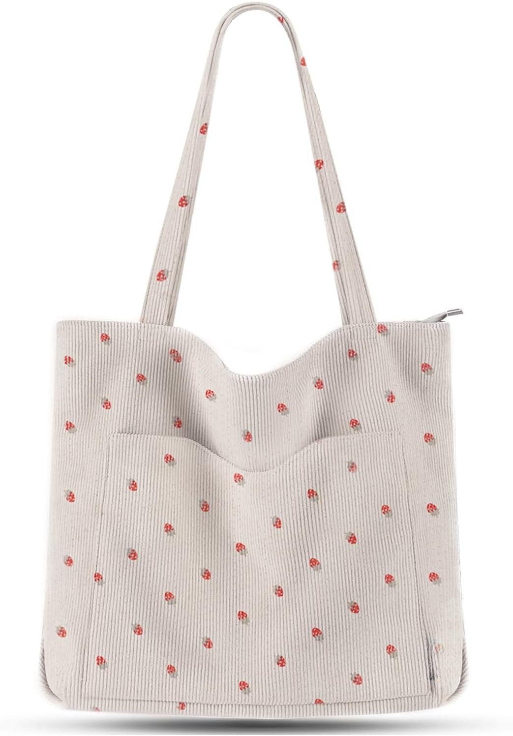 Corduroy Tote Bag for Women Large Bag with Zipper and Pockets for ...