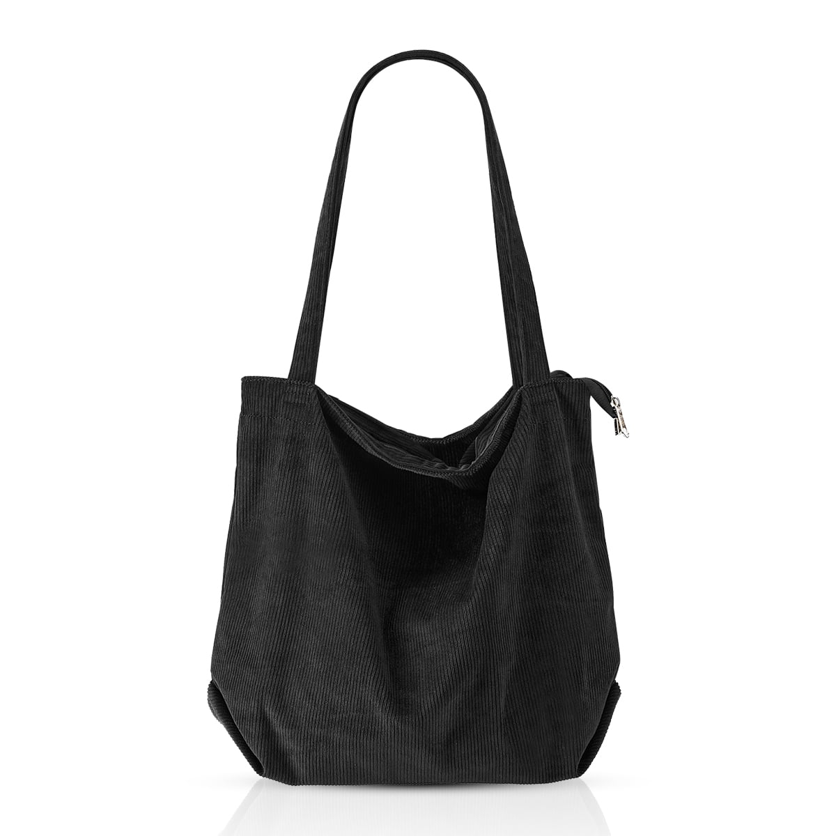 Corduroy Tote Bag With Zipper Closure Womens Casual Handbag With