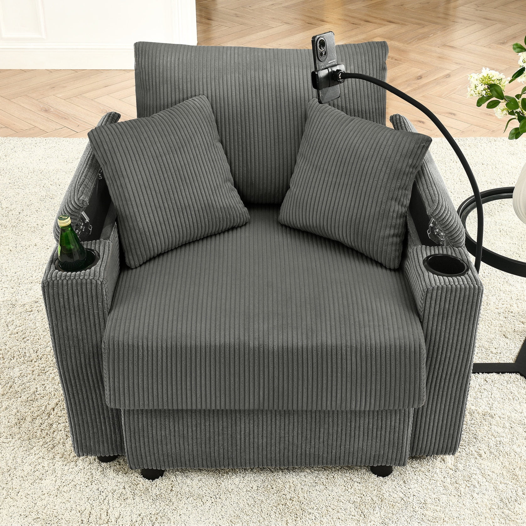Corduroy Upholstery & Phone Holder - Browsing Phones in a Comfortable ...