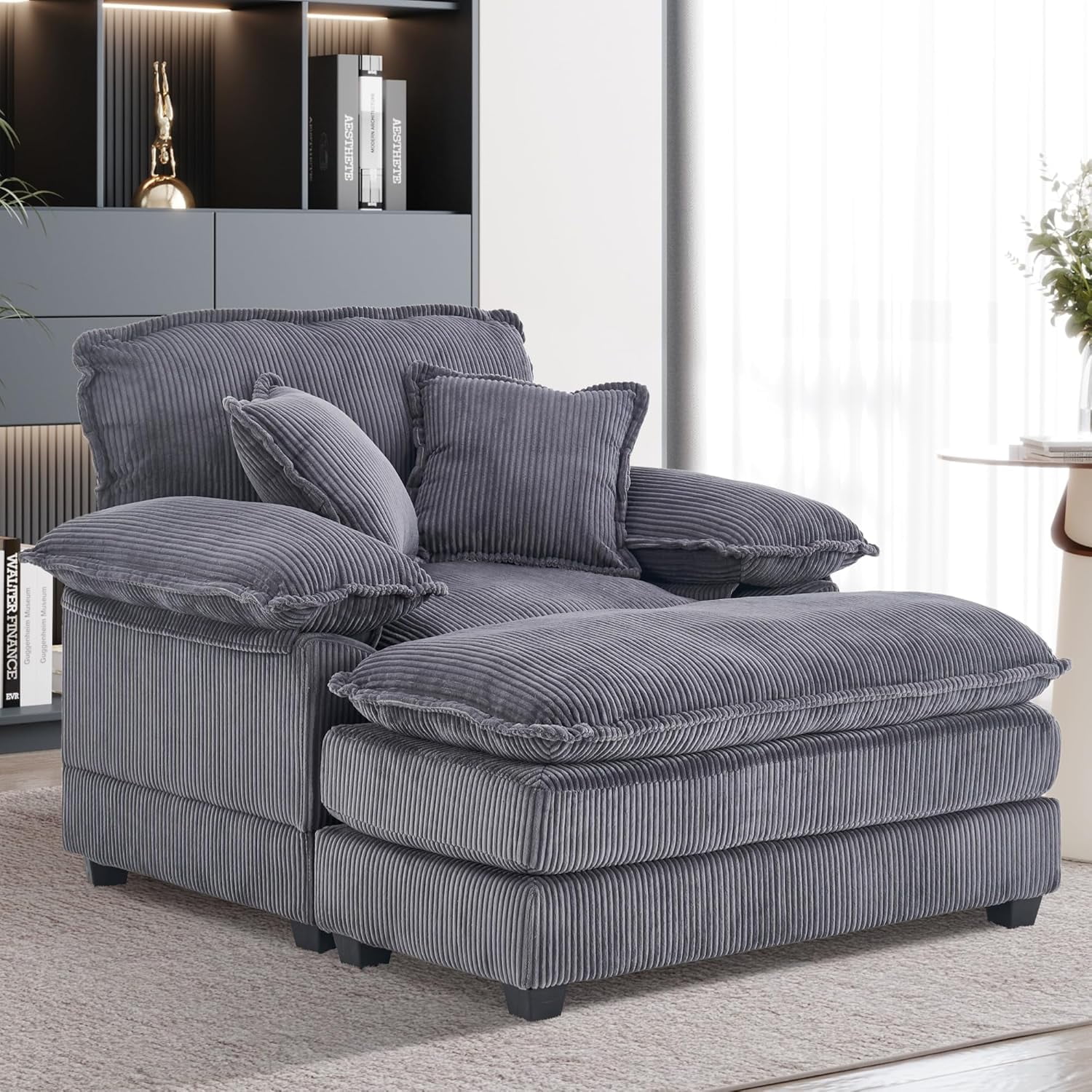 Corduroy oversized chaise lounge chair, Overstuffed 47" W Single Sofa ...