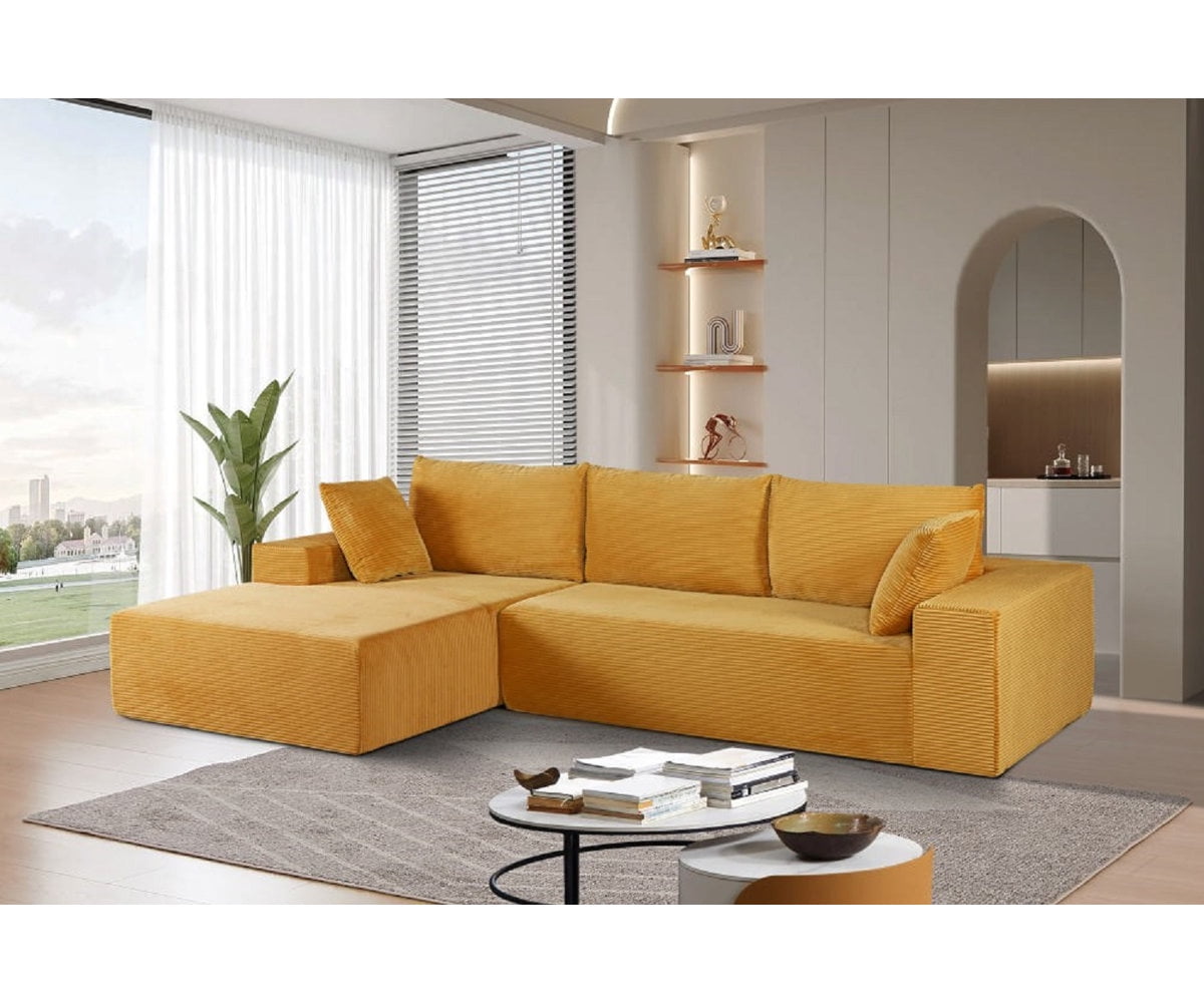Corduroy upholstery 2 piece L shape high density foam sectional ...