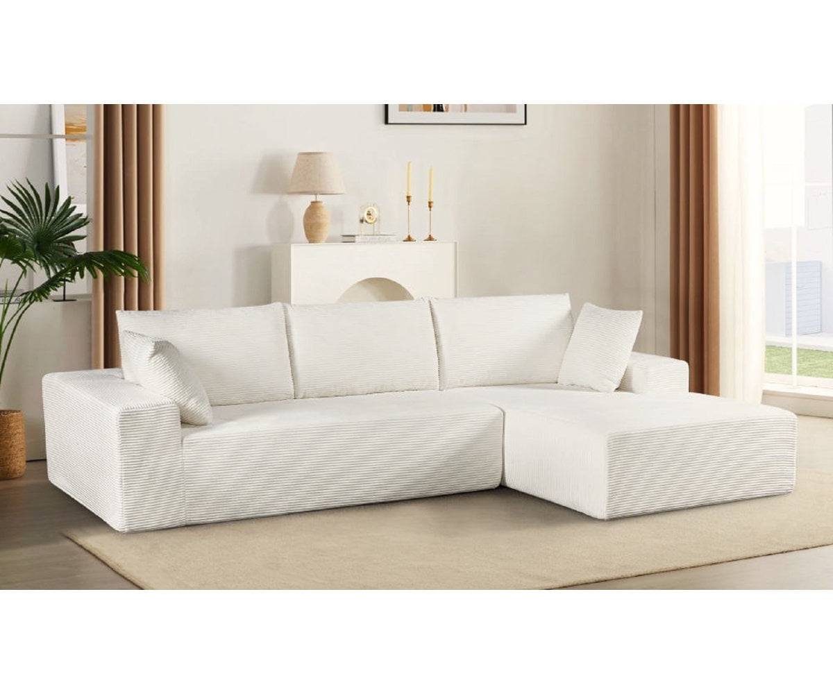 Corduroy upholstery 2 piece L shape high density foam sectional ...