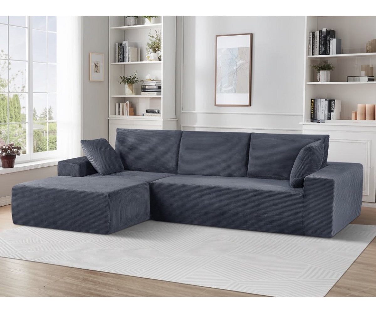 Corduroy upholstery 2 piece L shape high density foam sectional ...