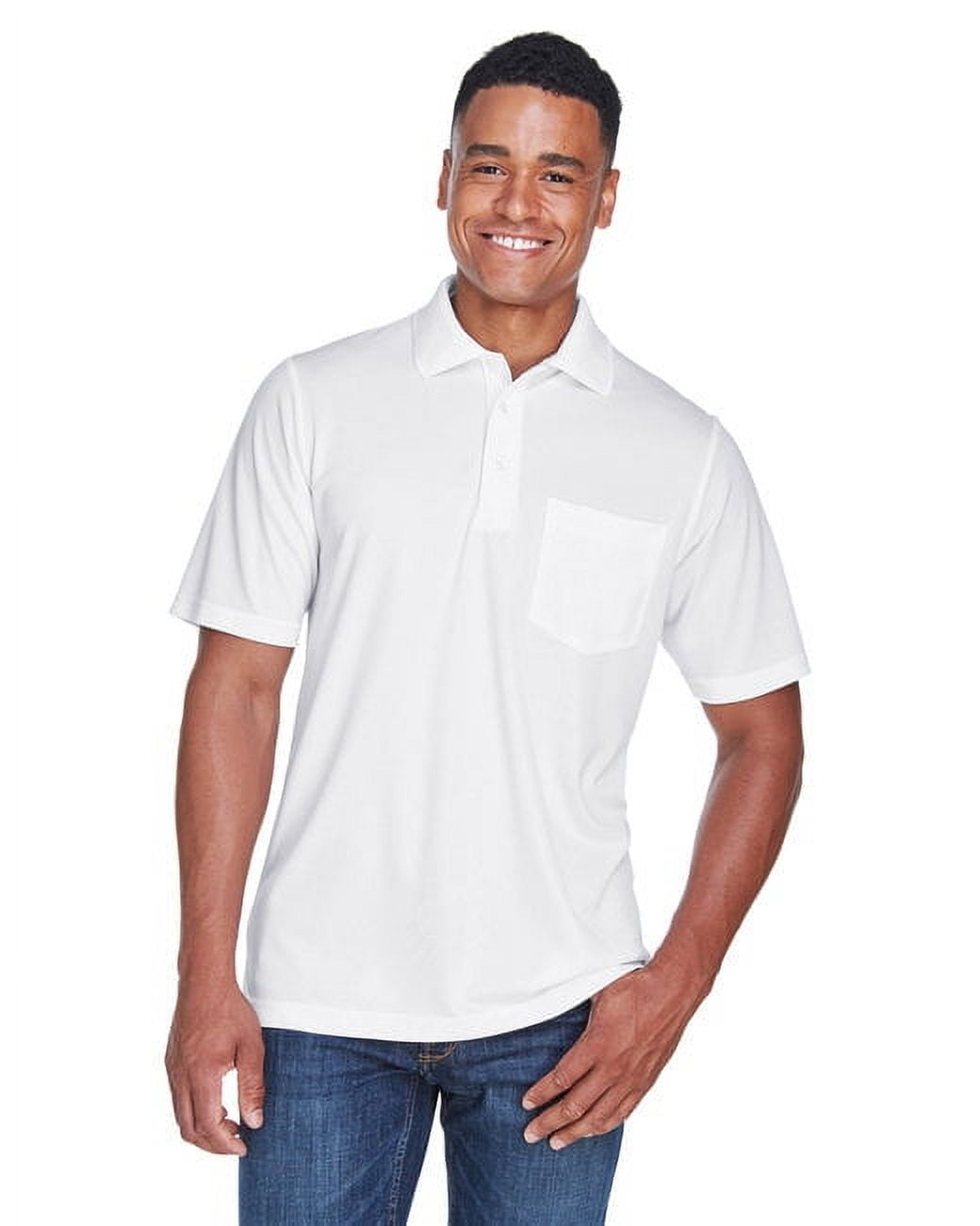 CORE365 88181P Men's Origin Performance Piqué Polo with Pocket-White-L ...