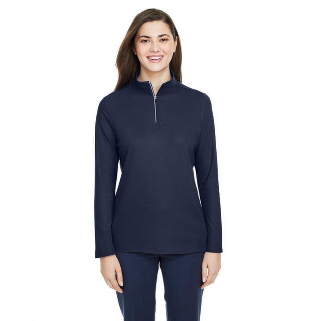 Core 365 Ladies' Fusion ChromaSoft Pique Quarter-Zip L Classic Navy ...