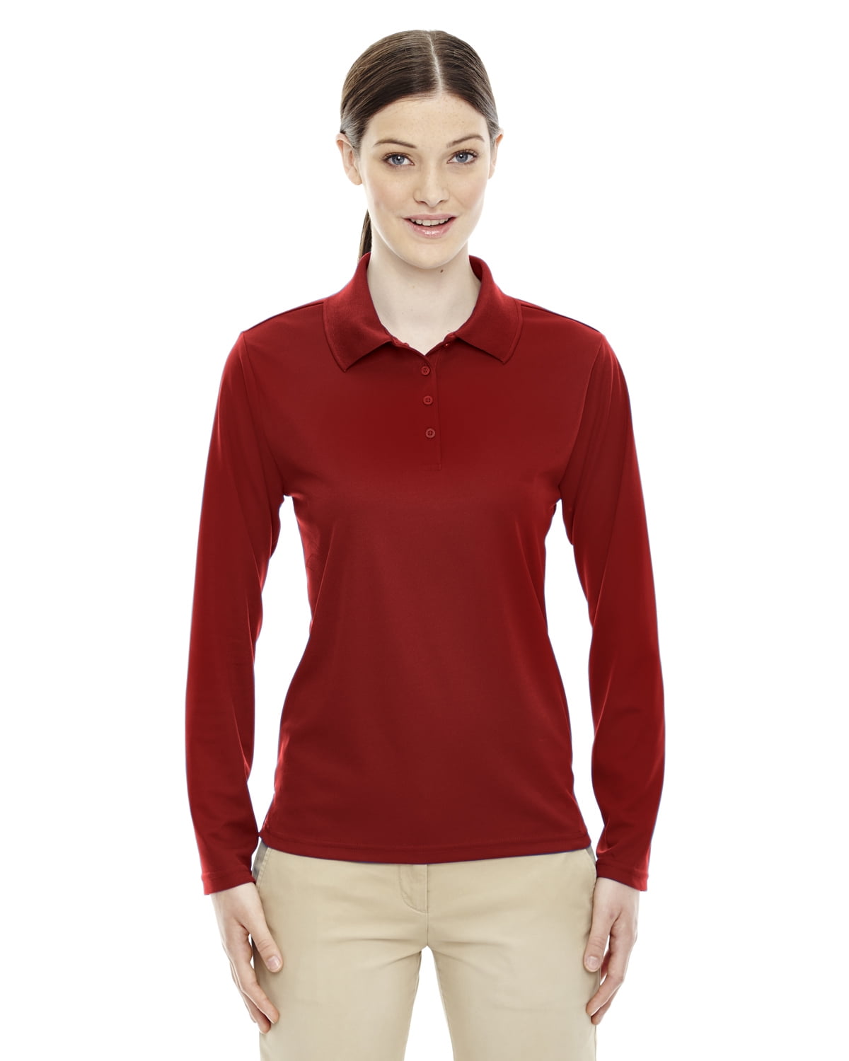 Core 365 Performance Pinnacle Long Sleeve Pique Womens Polo Shirt ...