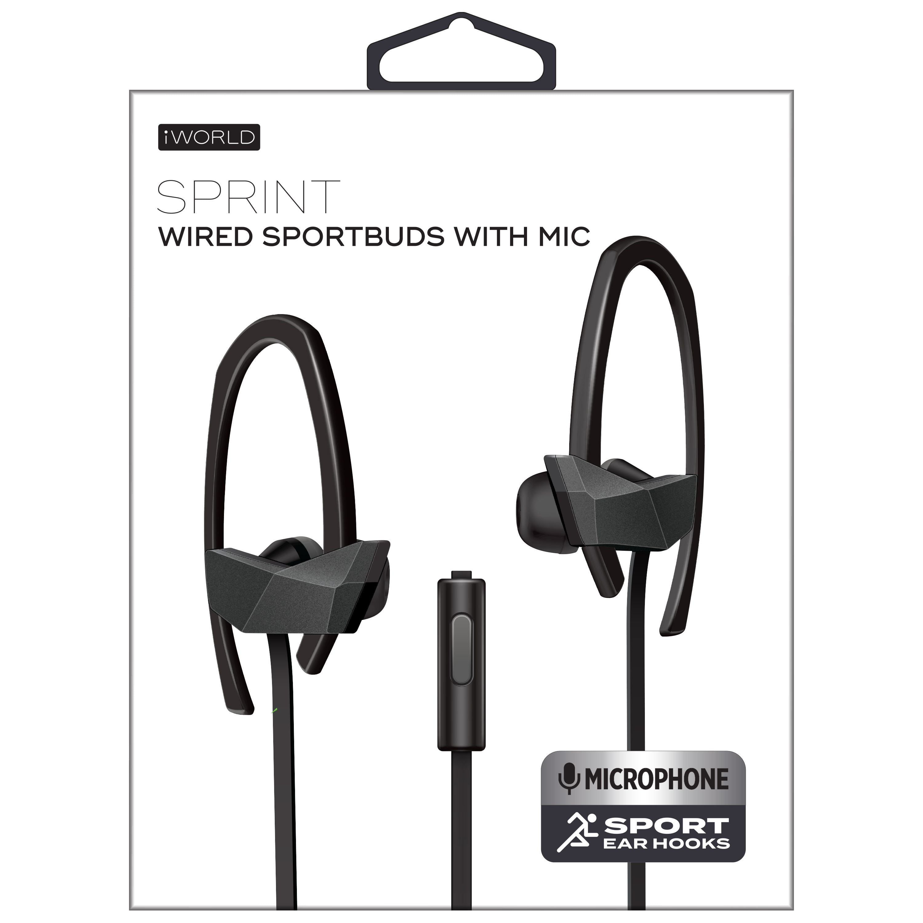 CoreAudio Sprint Wired Sport Earbud Portable Wired Headphones, Black ...