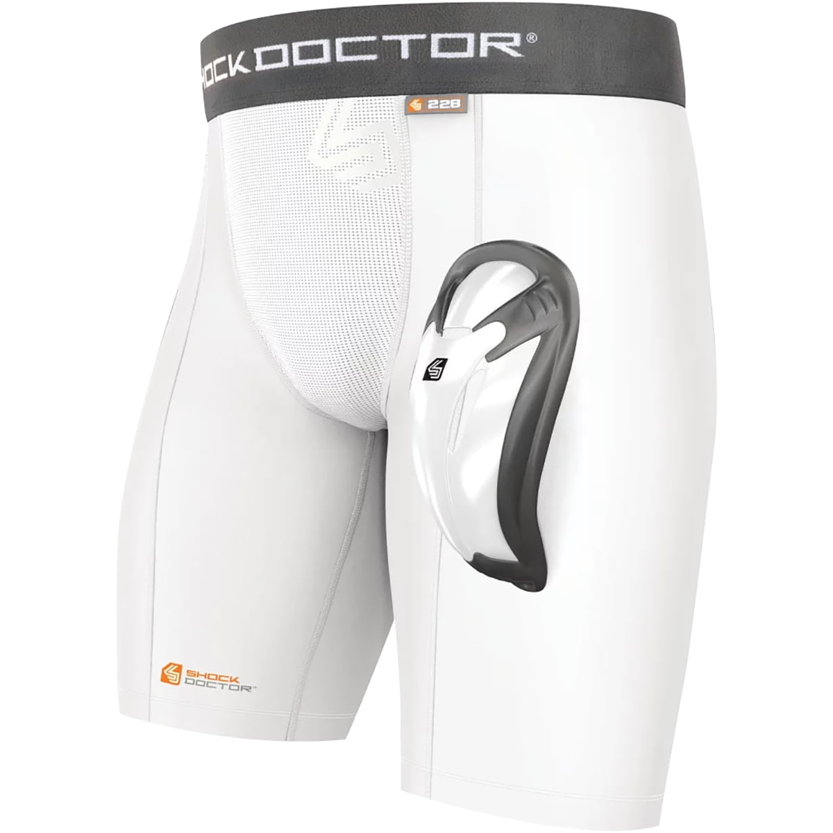 Core Double Compression Short with BioFlex Cup - White - Boys - S ...