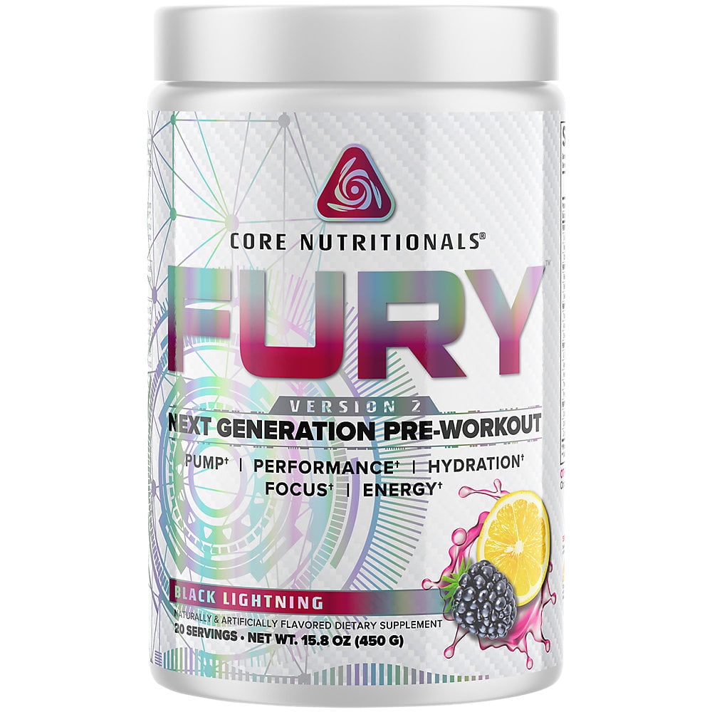 FURY V2 Pre-Workout, Black Lightning, 15.8 Oz, 20 Servings, Enhanced ...