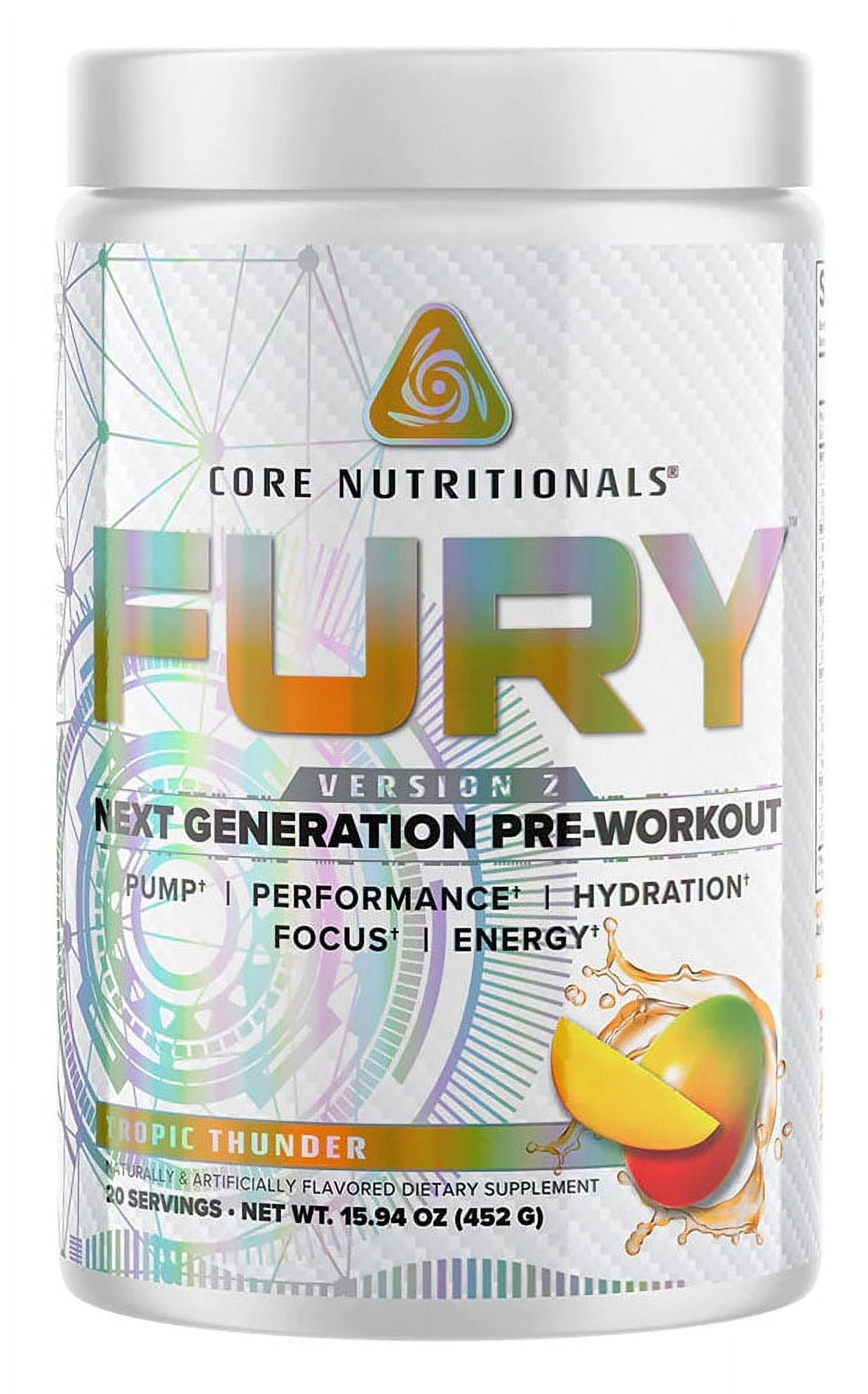 Core Nutritionals Fury V2 Platinum Pre Workout Pump, Energy, 20 ...