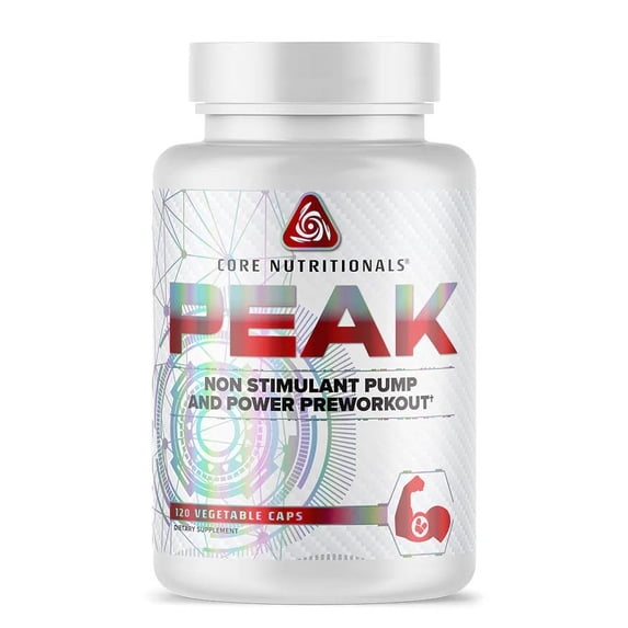 Core Nutritionals PEAK Non Stimulant Pump and Power Pre workout, 120 ...