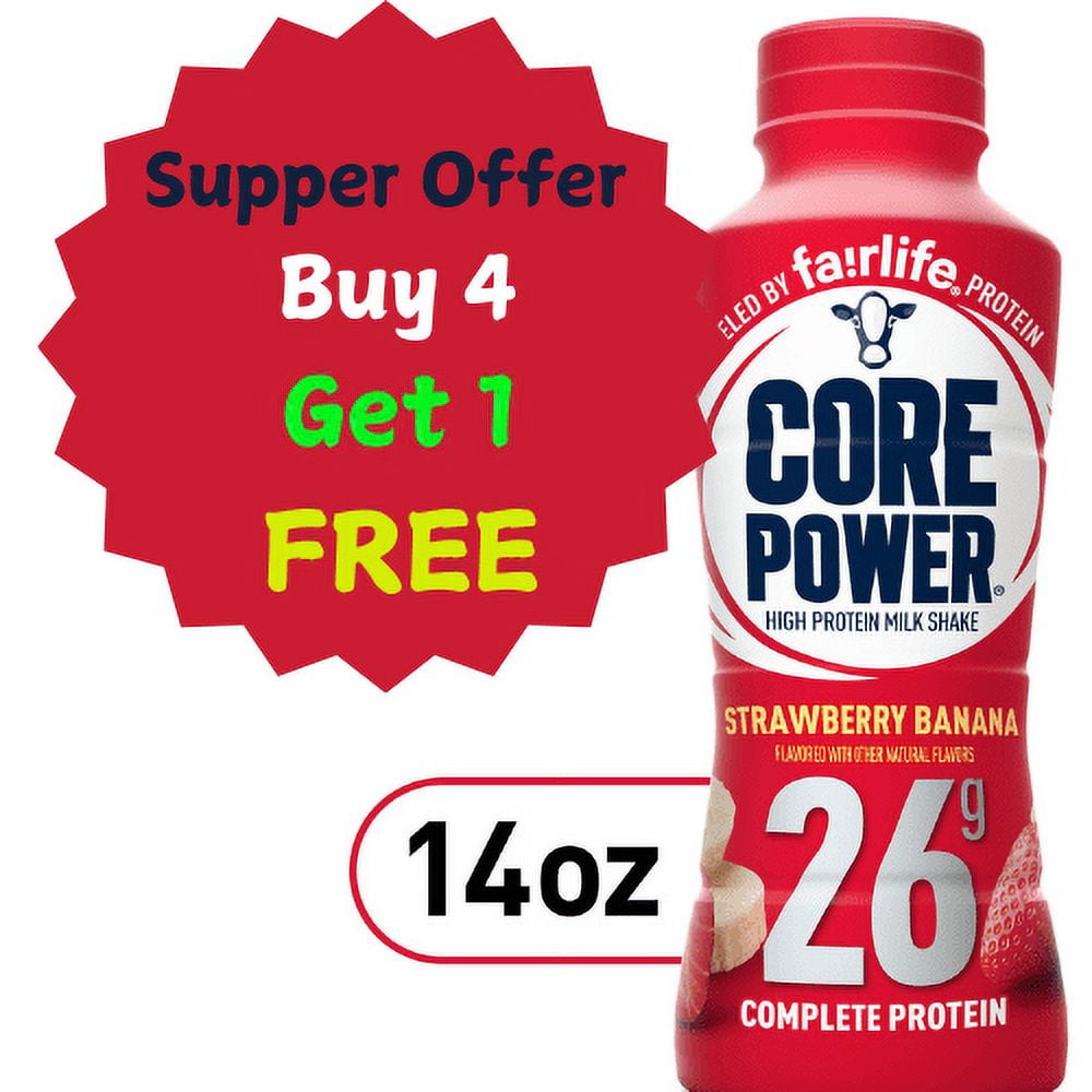 Core Power Protein Shake with 26g Protein by fairlife Milk, Strawberry ...