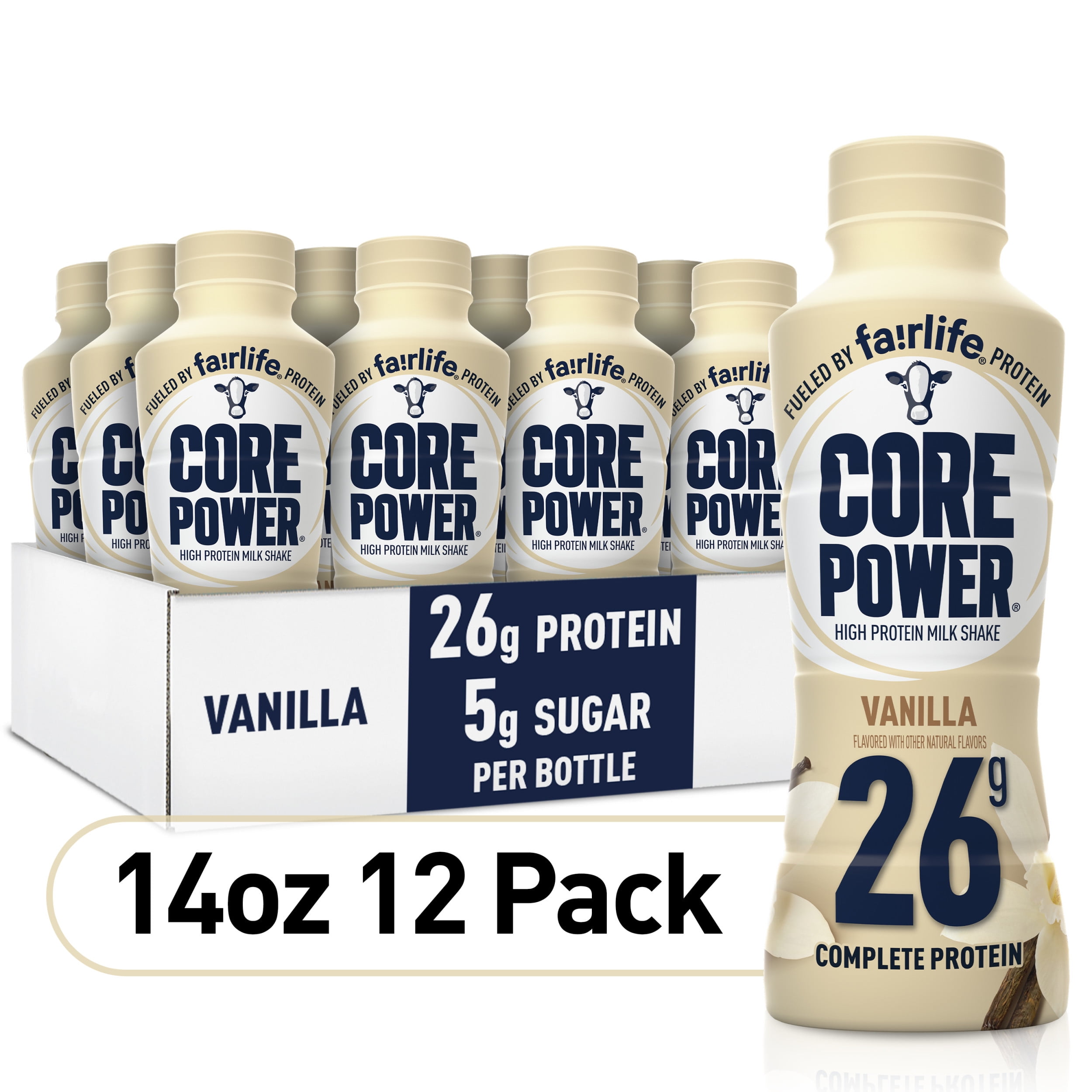 Core Power Protein Shake, Vanilla, 26g Protein, 14 Fl Oz, 12 Count ...