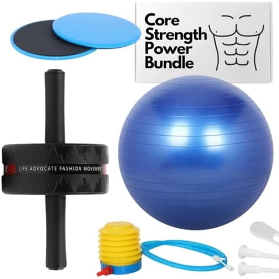 Core Strength Power Bundle - Abs Home Fitness Kit: Dual-Wheel Roller ...