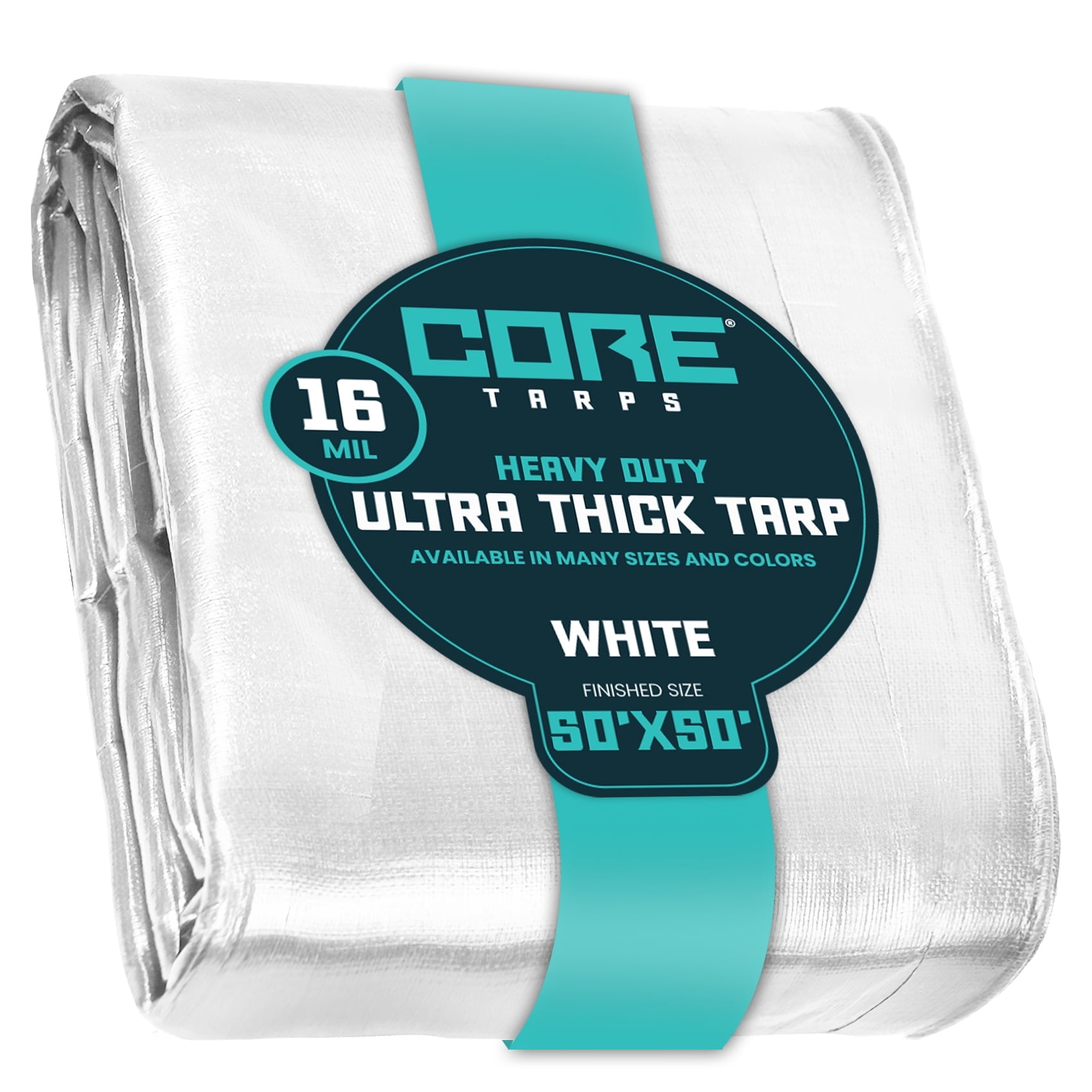 Core Tarps 16 Mil Heavy Duty Tarp Tarpaulin Waterproof Cover, White 50 ...