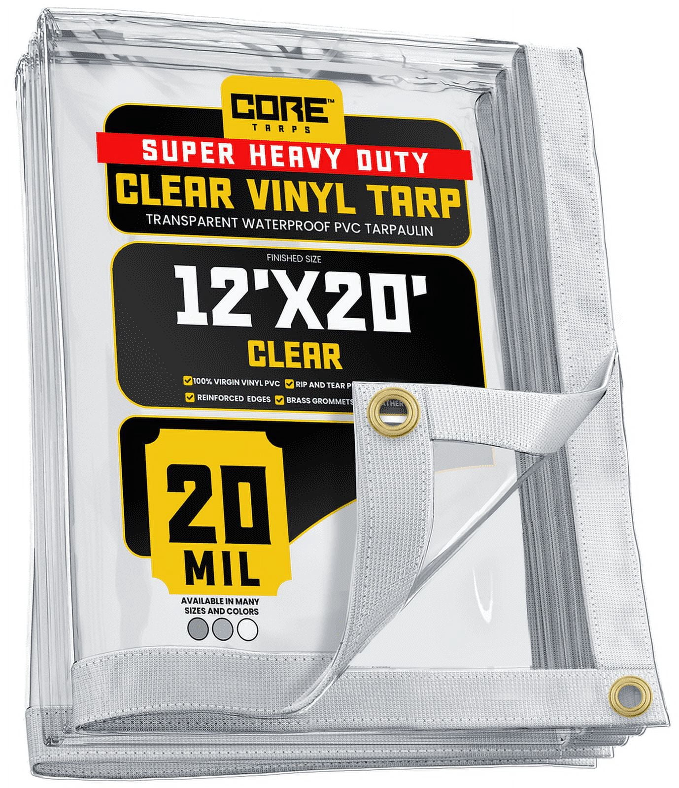 Core Tarps 20 Mil Extreme Heavy Duty Clear Tarp with Gromments ...
