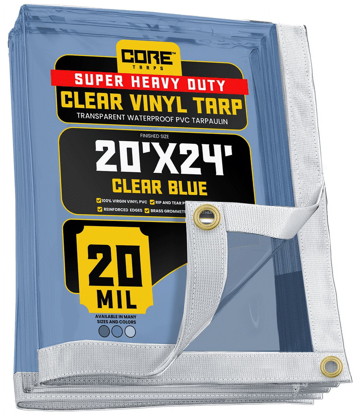 Core Tarps 20 Mil Extreme Heavy Duty Clear Tarp with Gromments ...