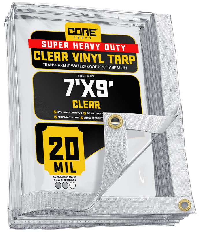 Core Tarps 20 Mil Extreme Heavy Duty Clear Tarp with Gromments - 7x9ft ...