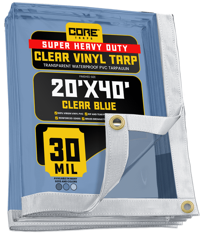 Core Tarps 30 Mil Extreme Heavy Duty Clear Tarp with Gromments ...