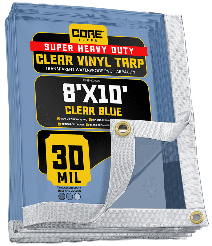 Core Tarps 30 Mil Extreme Heavy Duty Clear Tarp with Gromments - 8x10ft ...