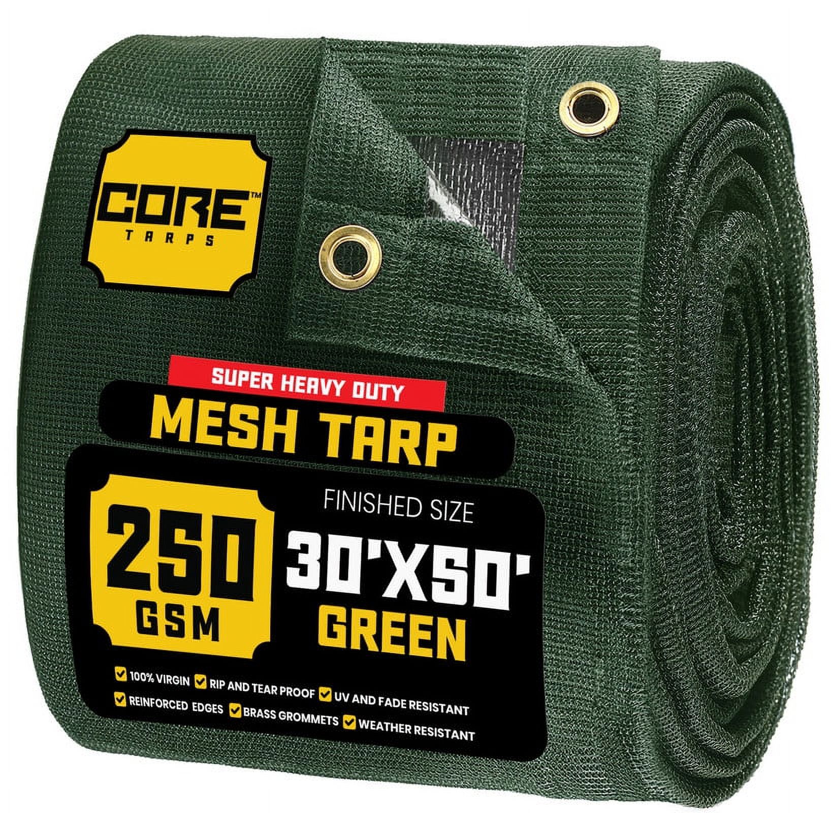 Core Tarps 60% Green Shade Cloth with Grommets - 30 X 50 FT Heavy Duty ...